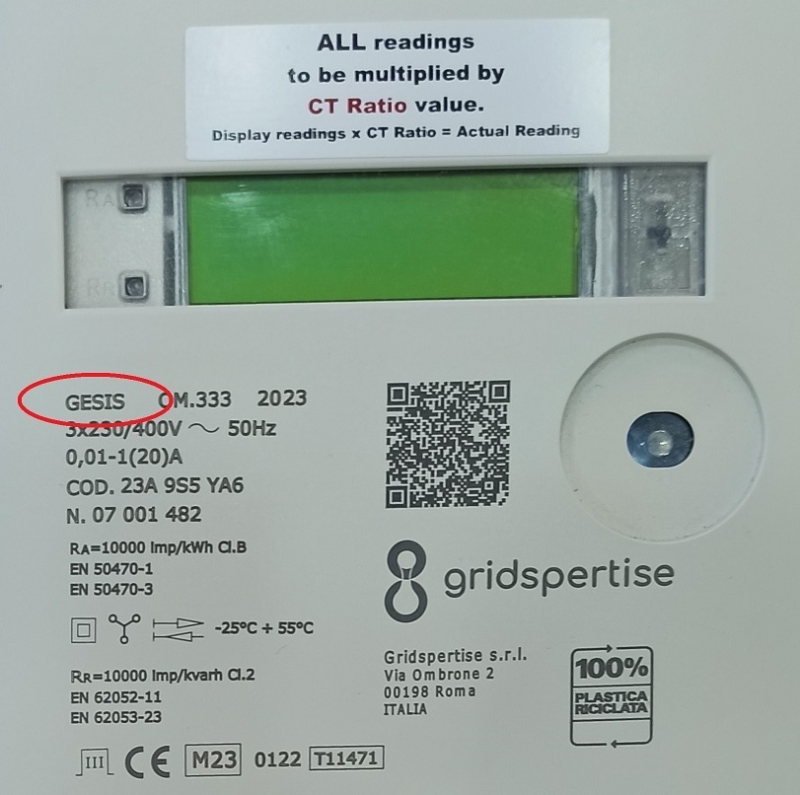 GESIS - Three Phase CT Operated Meter - Enemalta